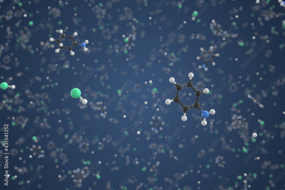 Aniline hydrochloride molecule, ball-and-stick molecular conceptual ...