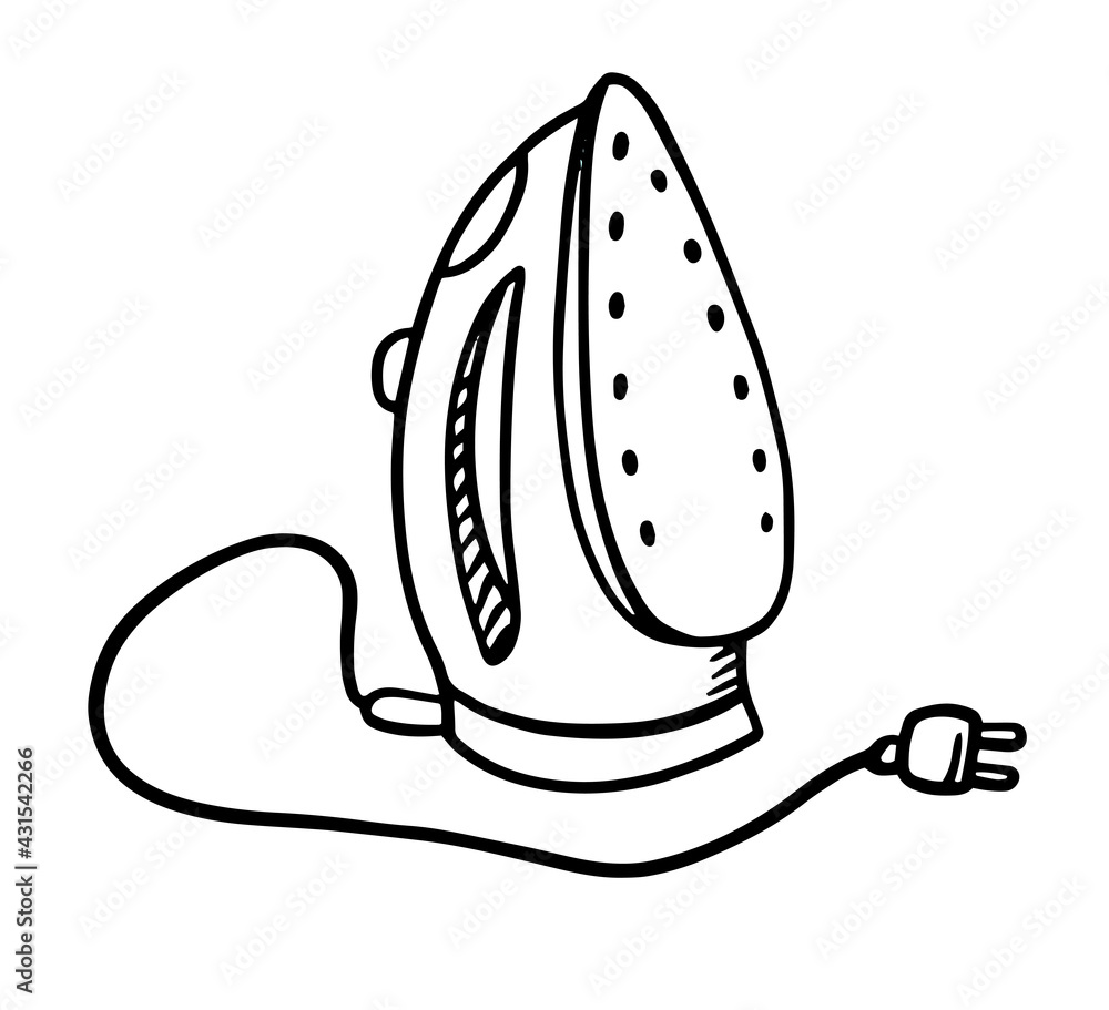 Doodle smoothing-the iron icon in the vector. A hand-drawn iron icon in ...