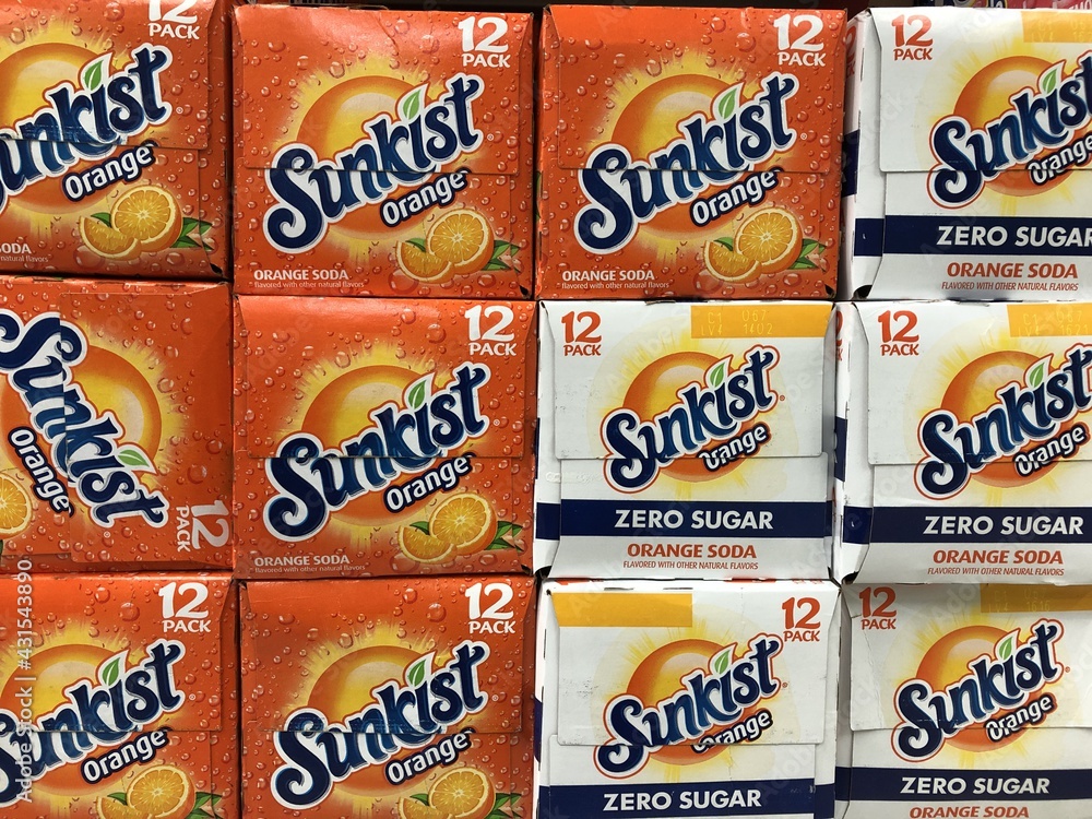 Indianapolis - Circa March 2021: Sunkist Orange Soda display. Sunkist ...