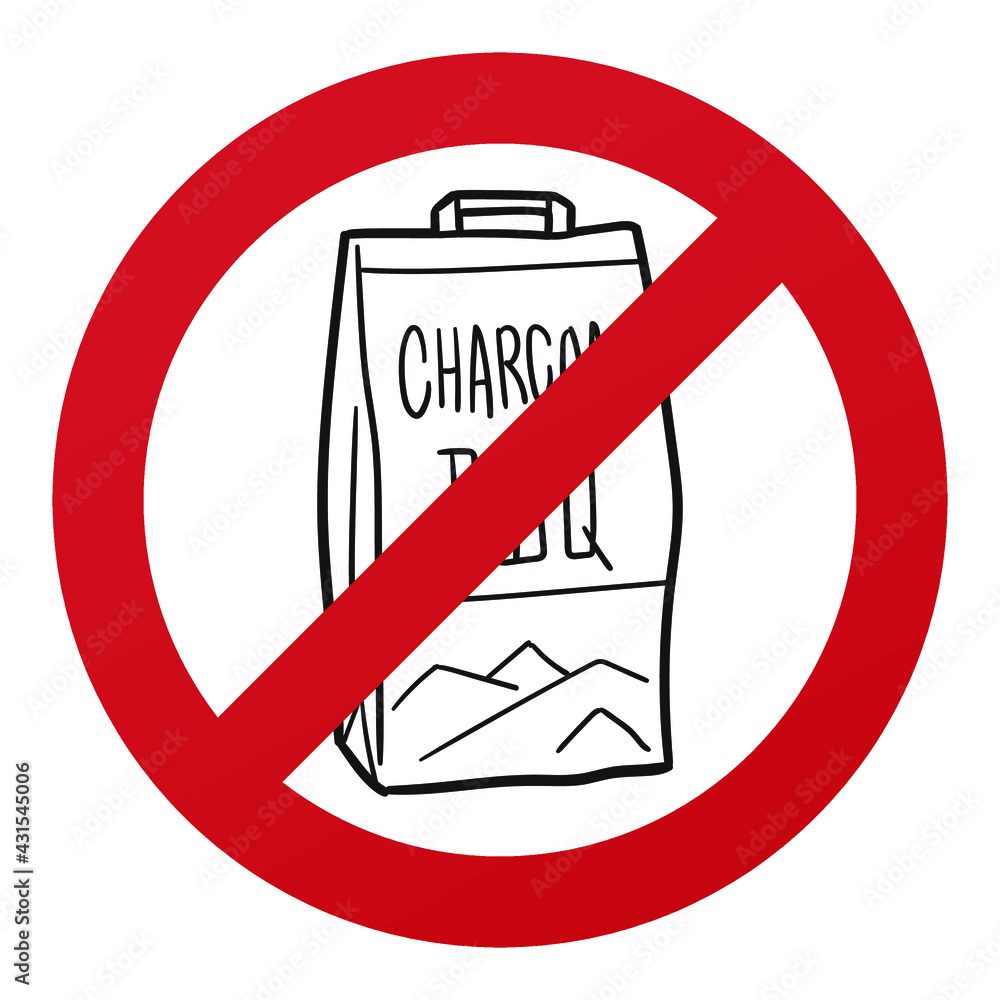 No Charcoal Symbol Isolated on White Background. Barbecue Vector ...