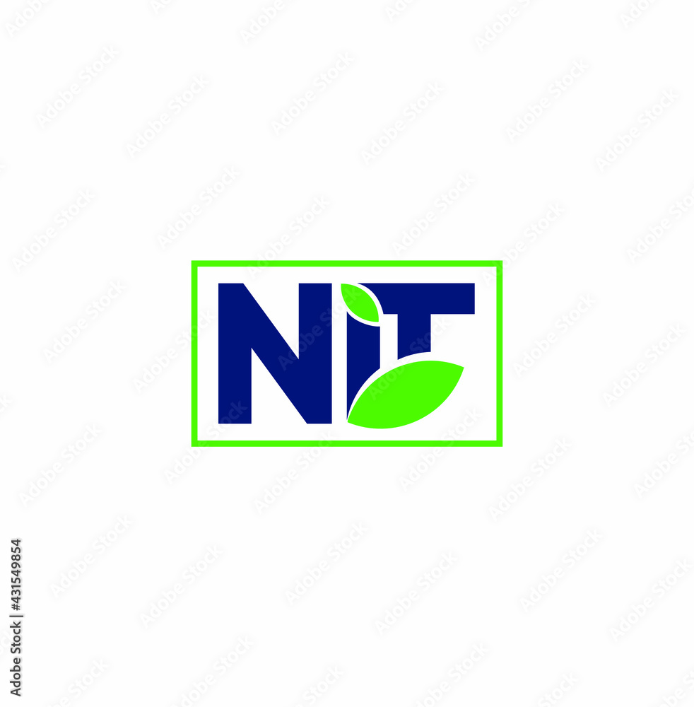 NIT Company initial letters with green leaf in green outline rectangle ...