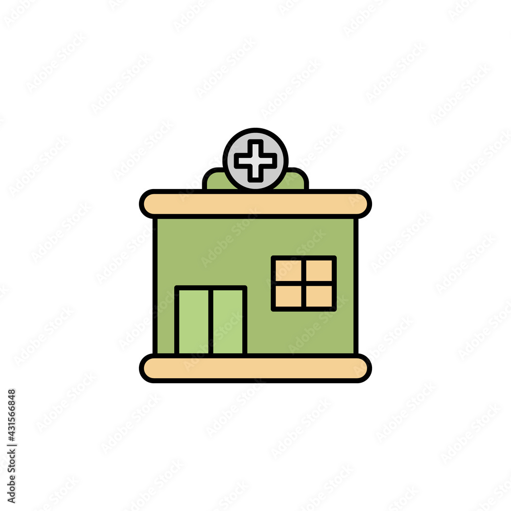 building, clinic icon. Set of buildings illustration icons. Signs ...