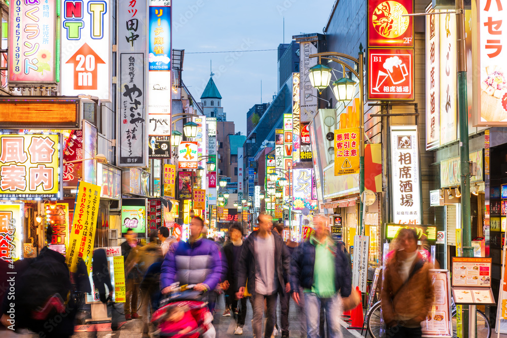 Tokyo, Japan - January 5, 2016: Crowd of people walking at the ...