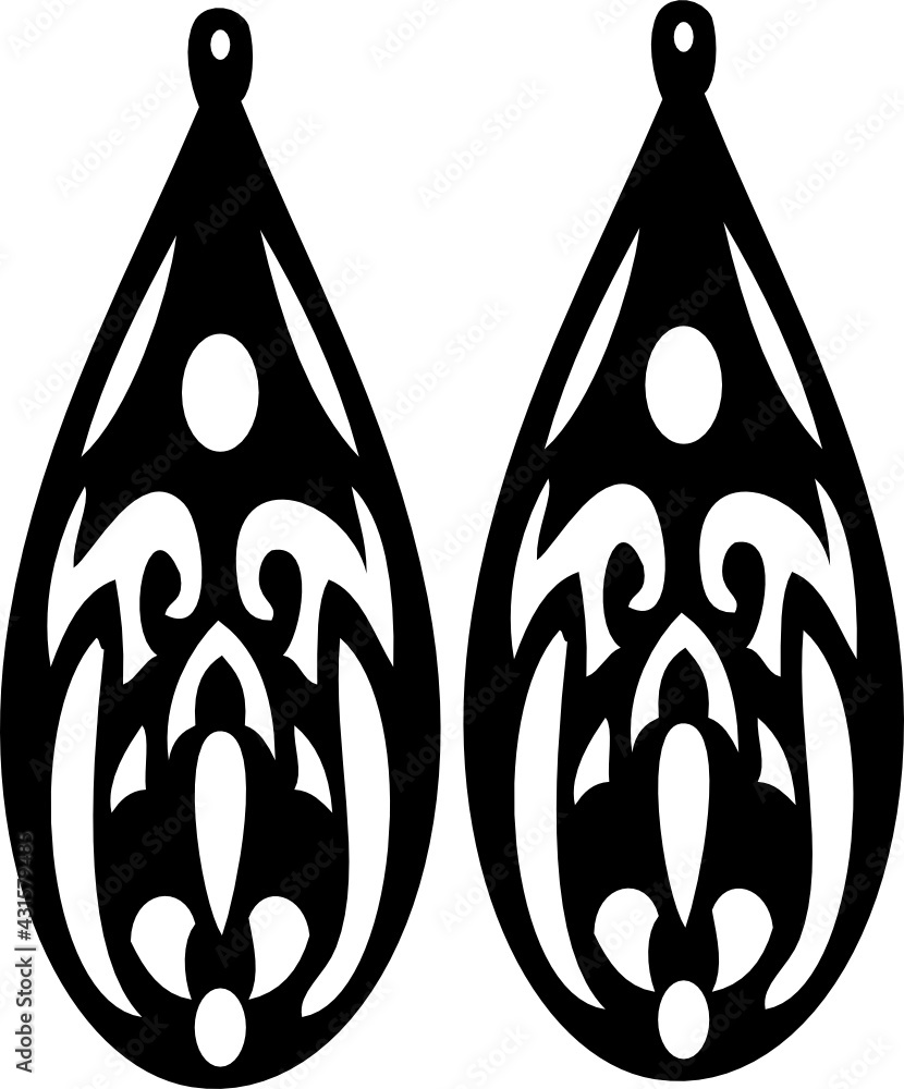 earrings svg vector cutfile for cricut and silhouette Stock Vector ...
