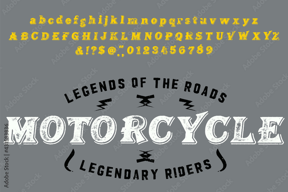 Motorcycle club community logo design.Decorative font. Letters, Numbers ...