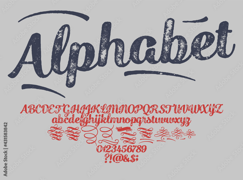 Hand drawn calligraphy display typeface on light background for ...