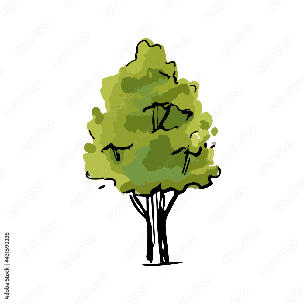 Trees silhouette side view. Different trees vector set for ...