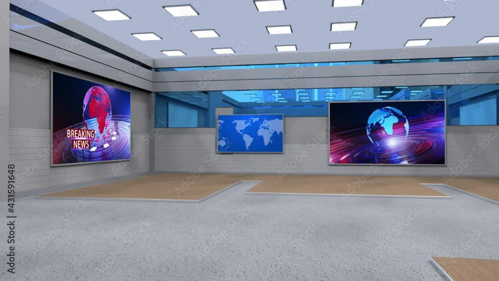 3D Virtual TV Studio News , TV On Wall.3D Virtual News Studio ...