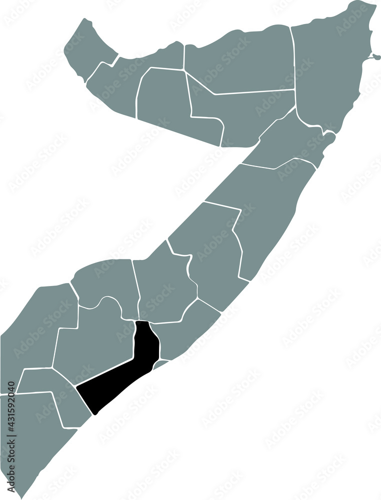 Black highlighted location map of the Somali Lower Shabelle ...