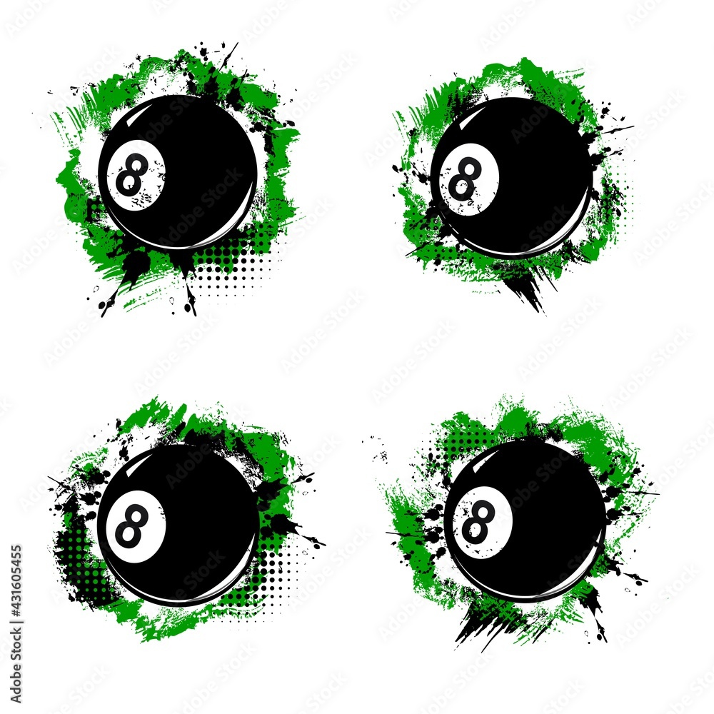 Billiard ball banner, pool tournament and snooker championship vector ...