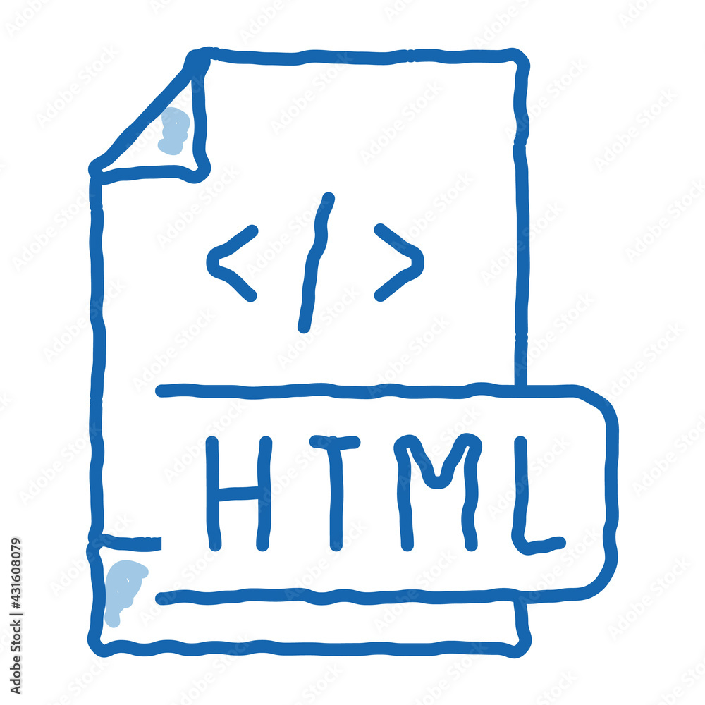 front end html code doodle icon hand drawn illustration Stock Vector ...