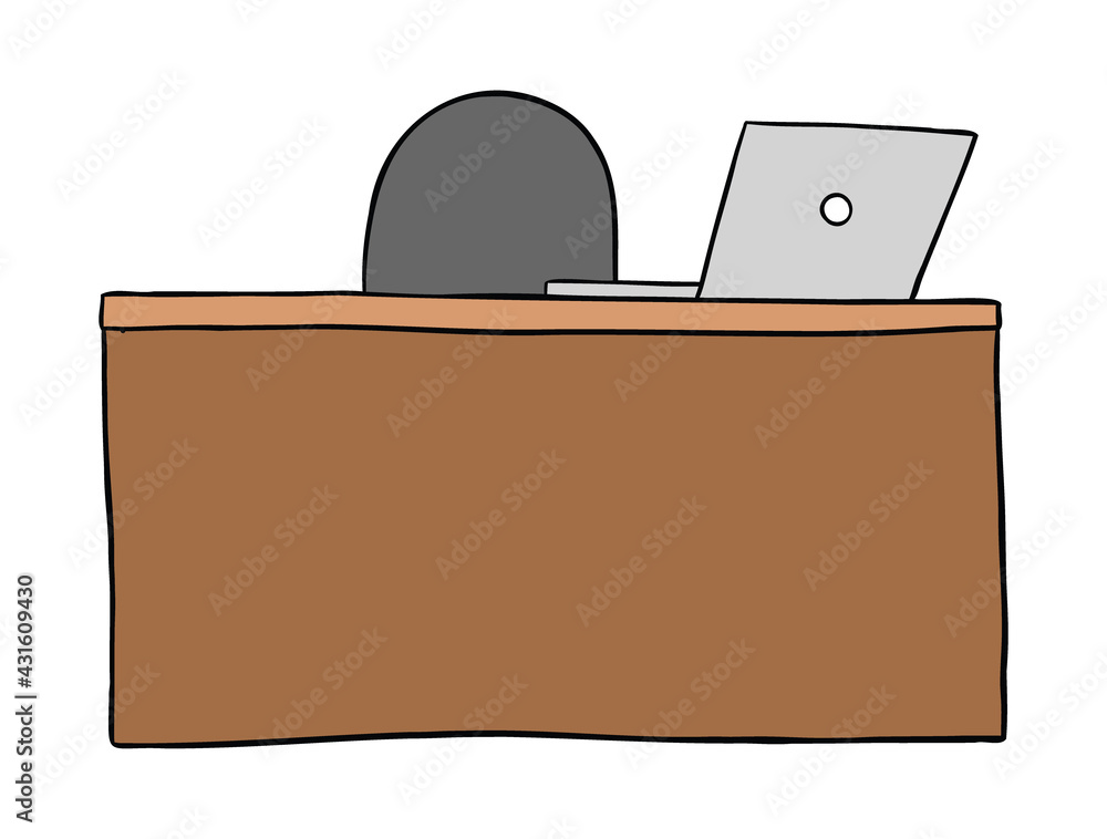 Cartoon vector illustration of desk and laptop. Stock Vector | Adobe Stock