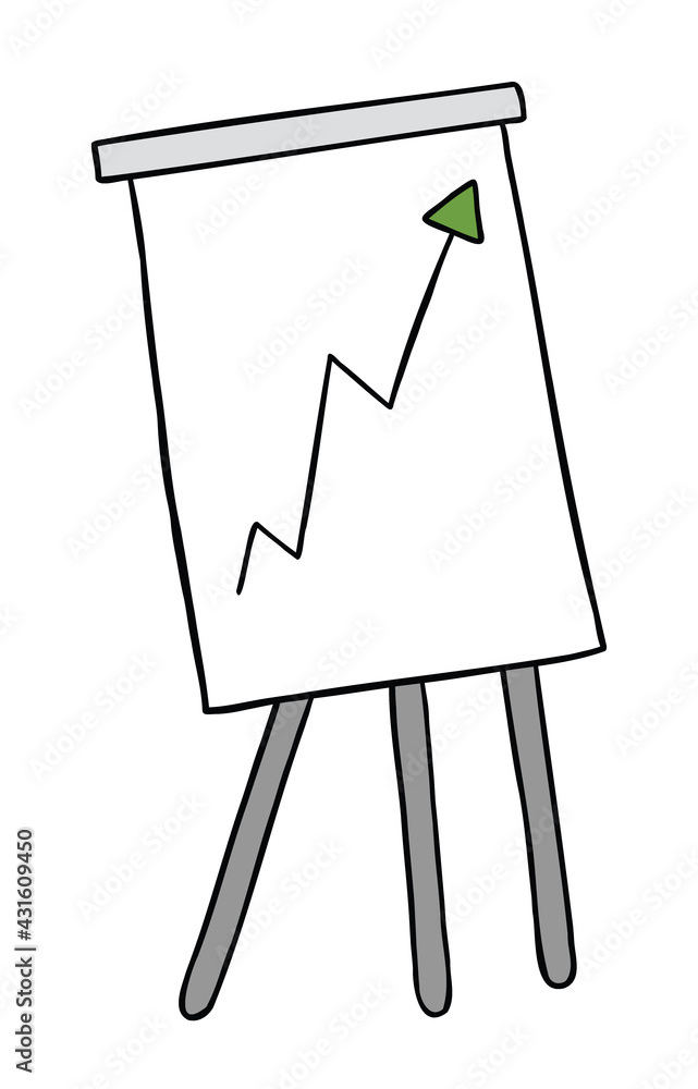 Cartoon vector illustration of standing sales chart graph with up arrow ...