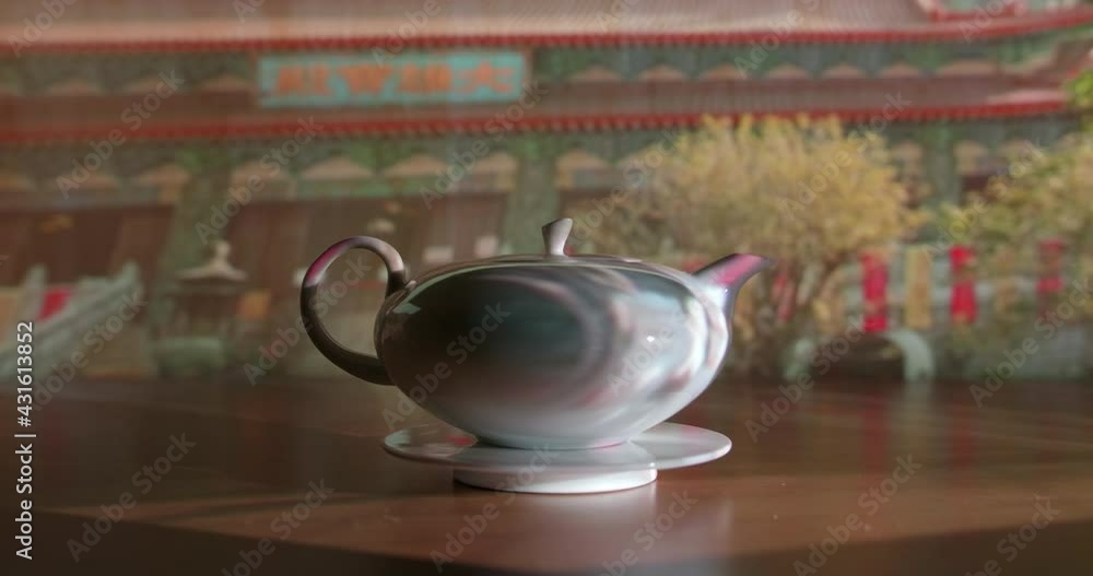Luxurious porcelain teapot presentation. Beautiful magical and relaxing ...