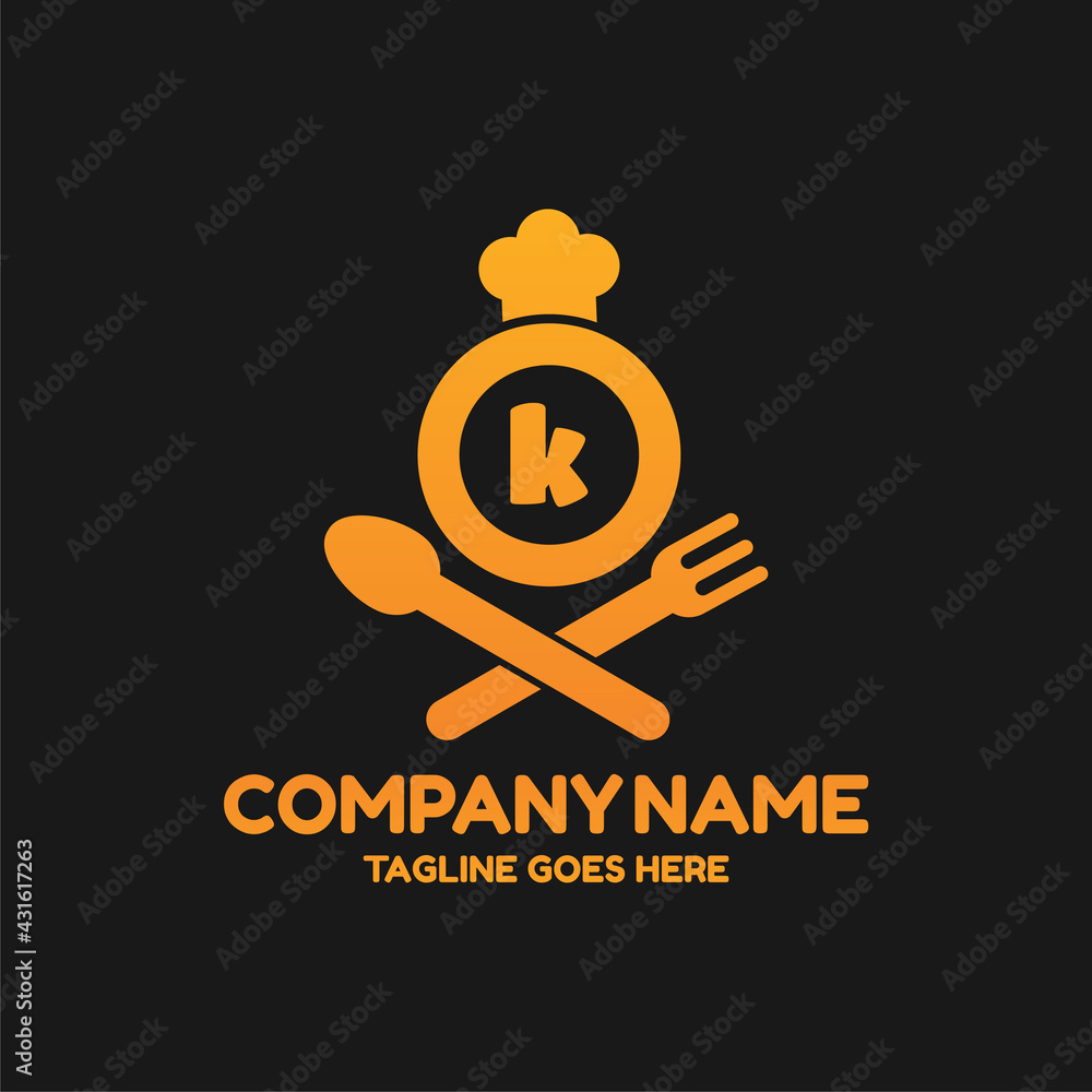 Initial letter K food Logo Design Template. Illustration vector graphic ...