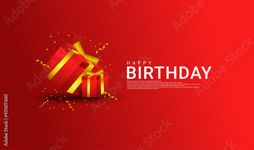 Happy birthday cards, red and gold, suitable for invitation cards ...