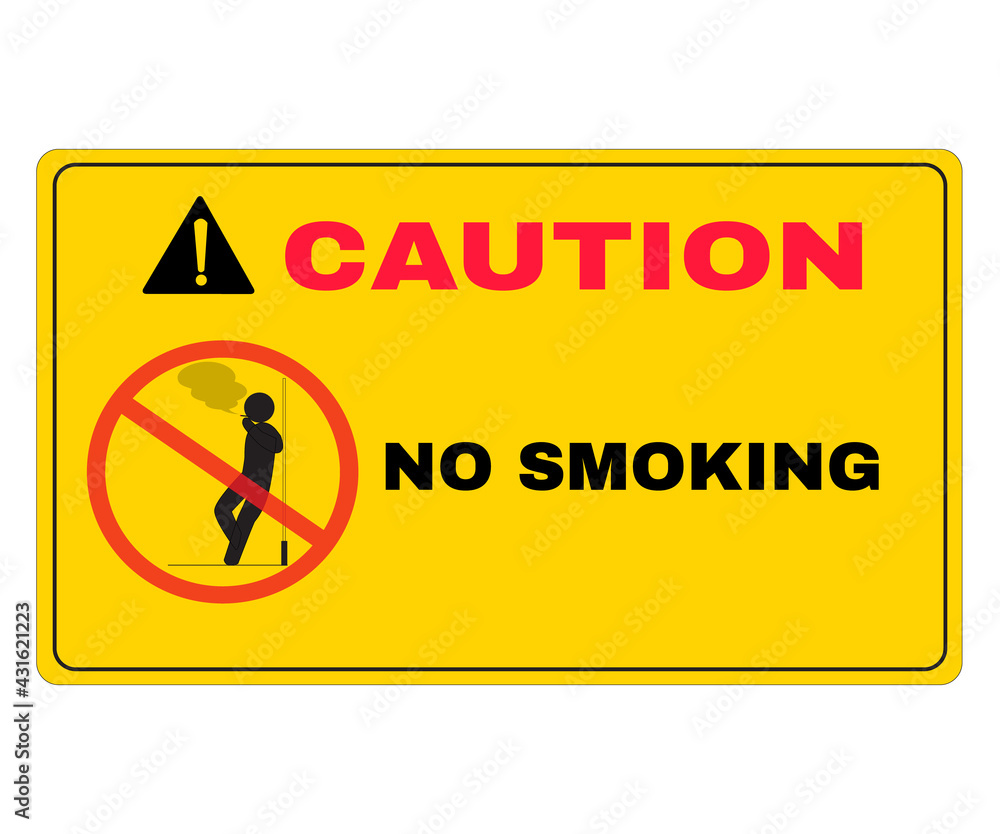 Yellow caution Message Board, message No SMOKING, Not Allowed Sign ...