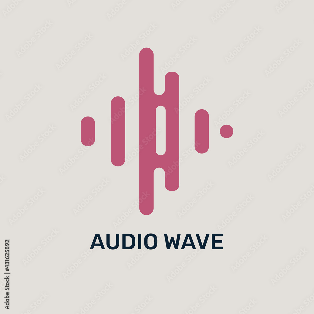 Audio wave music logo flat design Stock Illustration | Adobe Stock