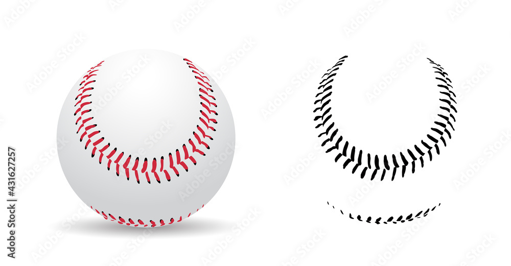 Baseball Stitches on a white background , sport game, vector ...