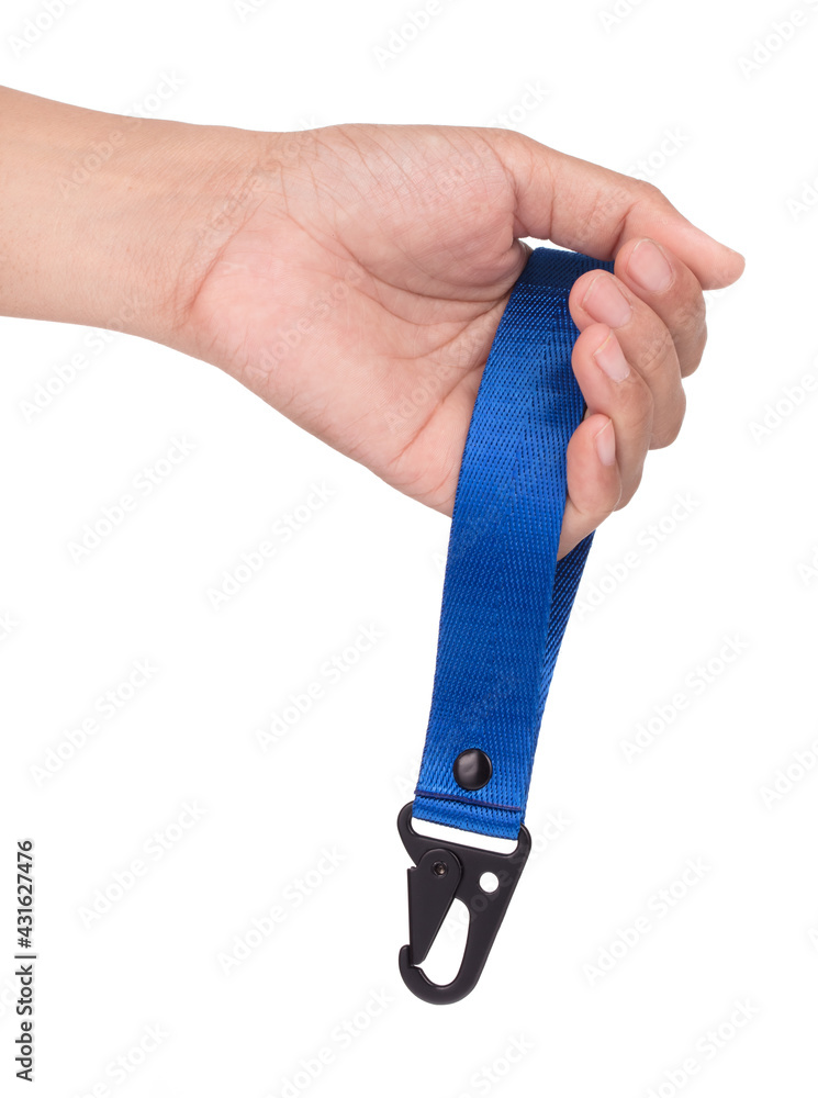 Hand holding Key Holder with Carabiner isolated on white background ...