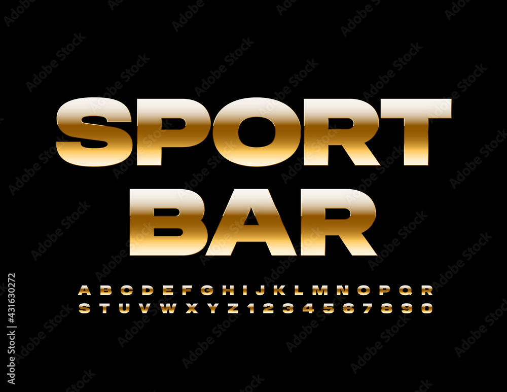 Vector trendy Sign Sports Bar. Chic Golden Font. Luxury Alphabet ...