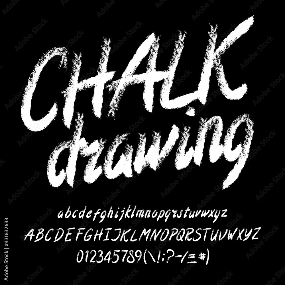 Chalk Drawing font. Handwritten uppercase and lowercase letters and ...