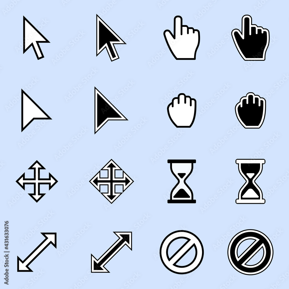 Design of different types of Cursor Icons, different types of mouse ...