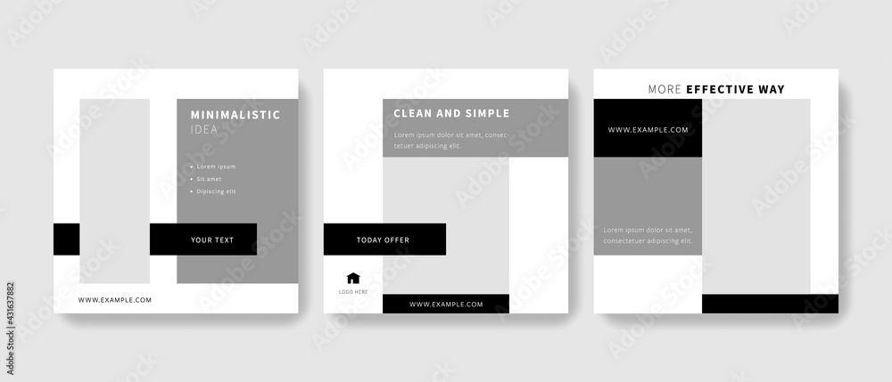 Minimal and trendy social media layouts with black accent, clean ...