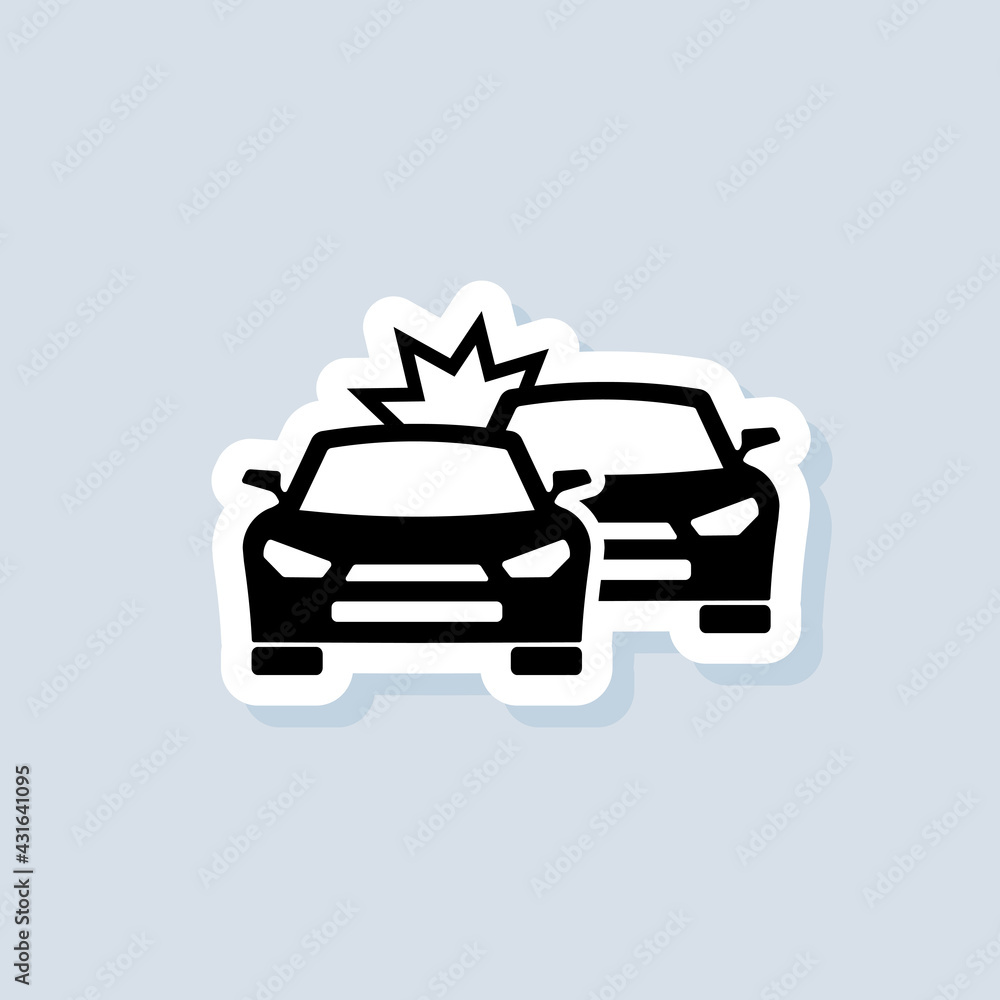 Car crash sticker, logo, icon. Vector. Accident automobile logo. Car ...