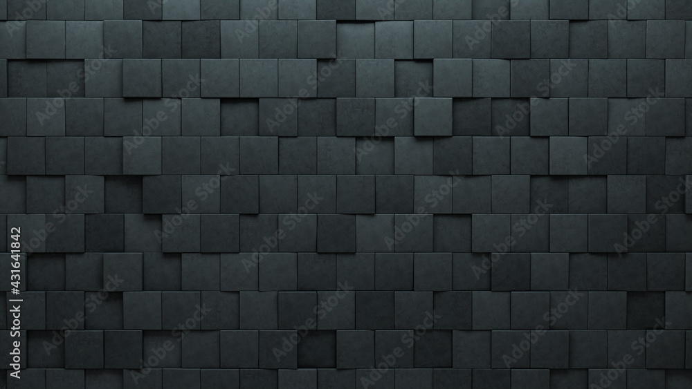 3D, Concrete Wall background with tiles. Square, tile Wallpaper with ...