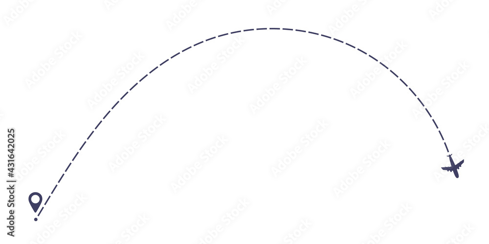 Airplane dashed line path flat style design vector illustration ...