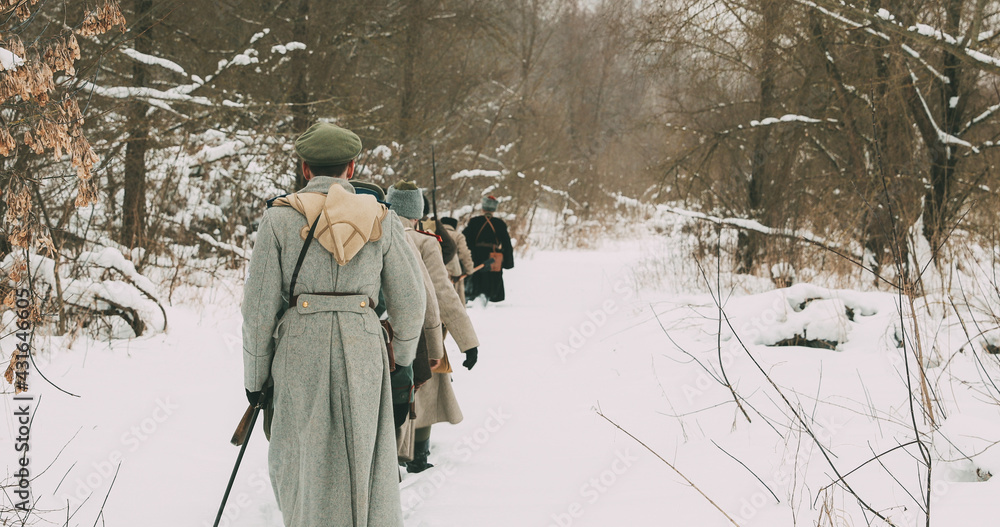 Men Dressed As White Guard Soldiers Of Imperial Russian Army In Russian ...