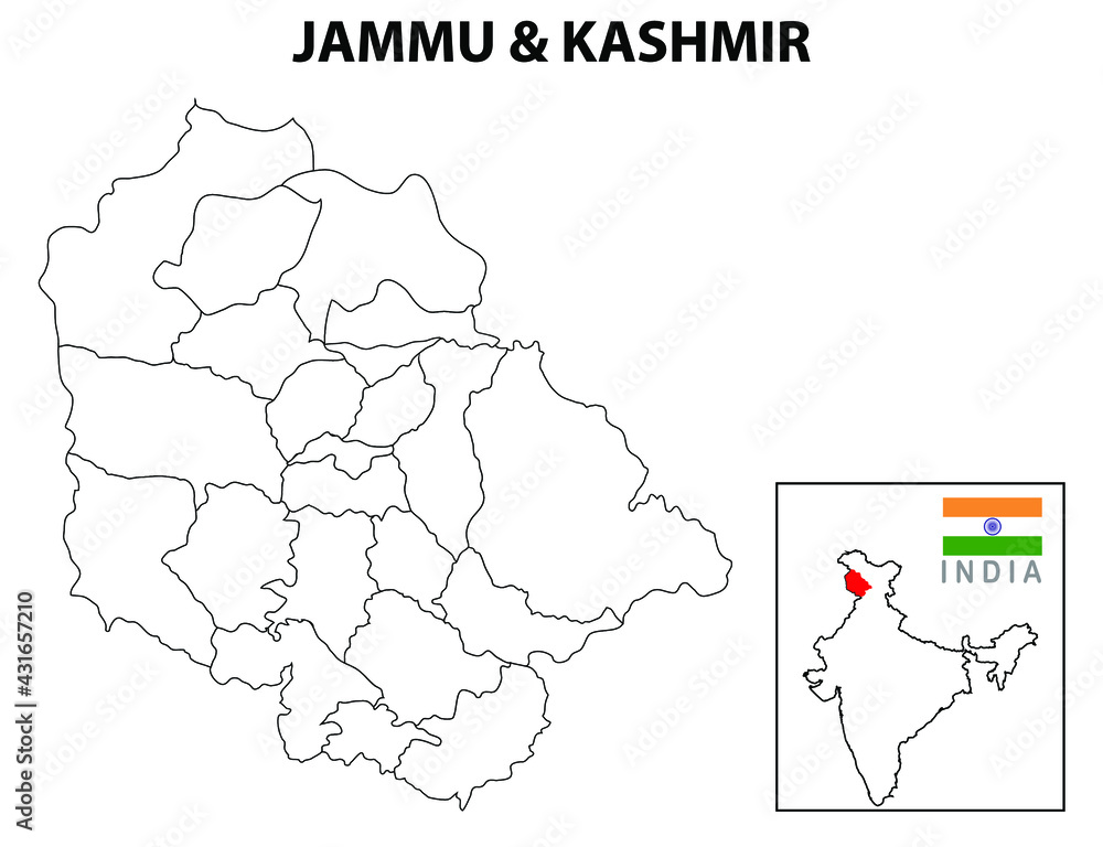Jammu and Kashmir map. District map of Jammu and Kashmir. Outline map of Jammu and Kashmir ...