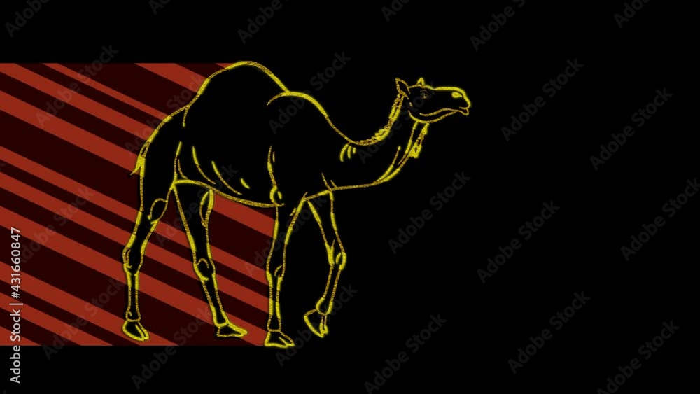 Funny animals, camel. neon light. Design of advertising banners and ...