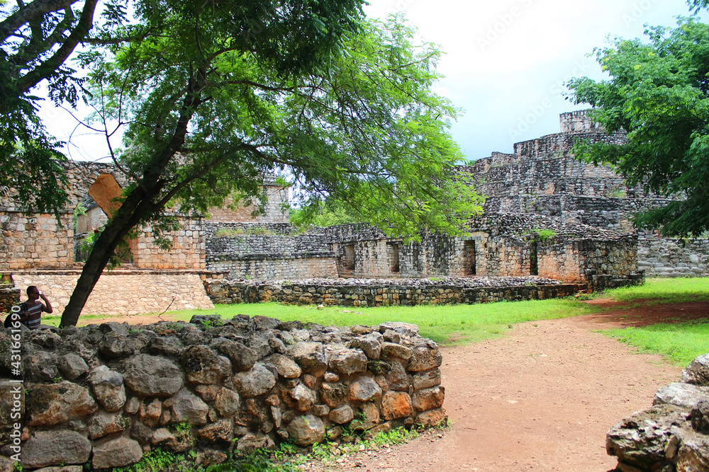 Entrance to the Mayan archeological site of Ek Balam (black jaguar) in ...