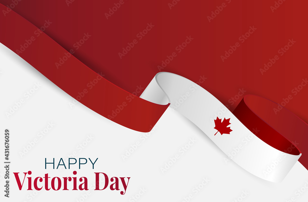 Victoria Day Canada Holiday banner background. Waving ribon, national ...
