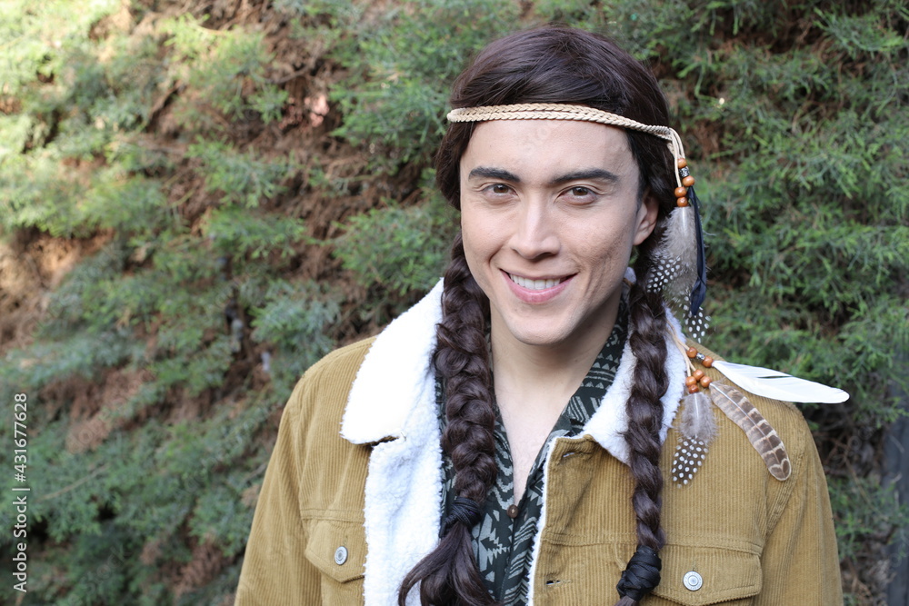 Young Native American man with traditional look Stock Photo | Adobe Stock