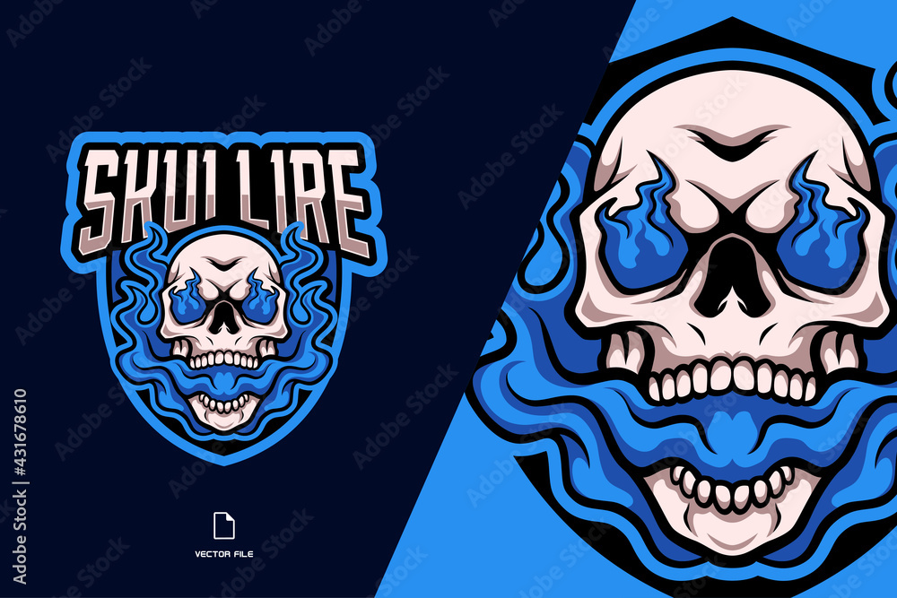 blue fire skull mascot esport game logo illustration Stock Vector ...
