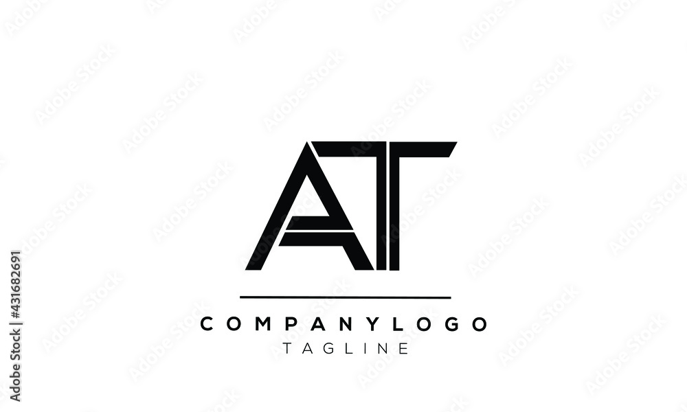 AT initials monogram letter text alphabet logo design Stock Vector ...