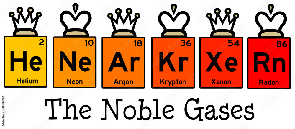 describing the noble gases in the periodic table Stock Illustration ...