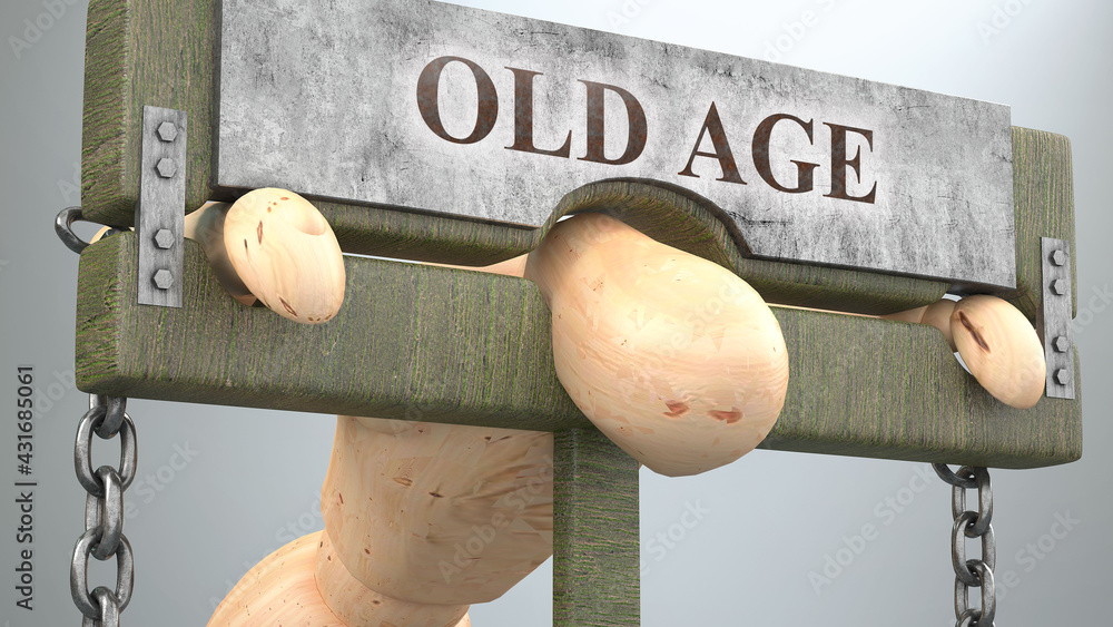 Old age that affect and destroy human life - symbolized by a figure in ...