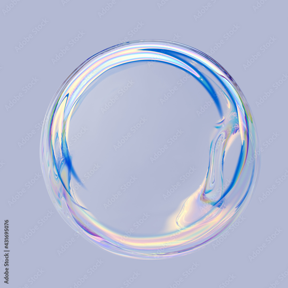 Round fluid abstract frame, soap bubble transparent gradient design element, colorful banner ...