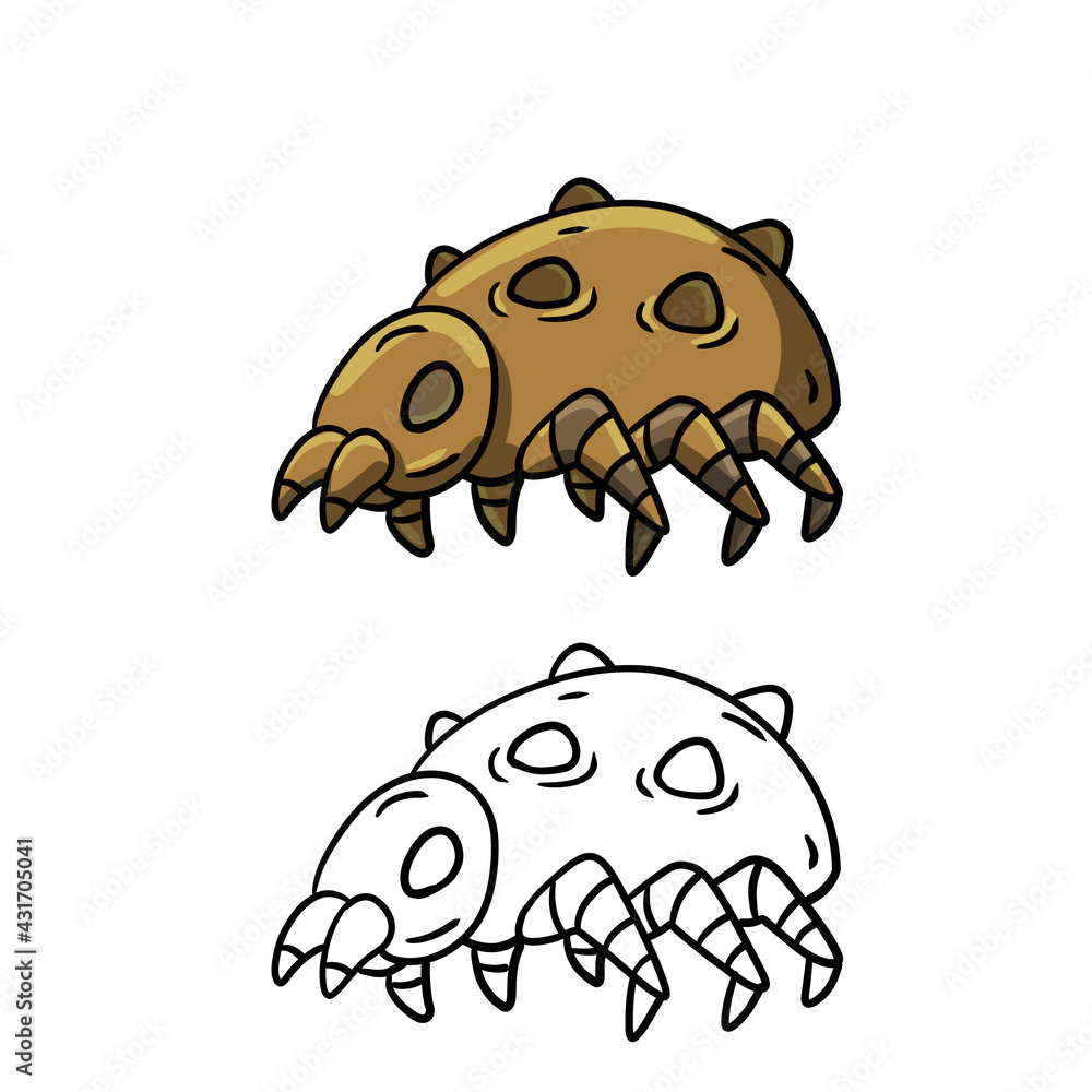 Flea. Cartoon louse. Harmful blood-sucking insect. Scabies and itching ...