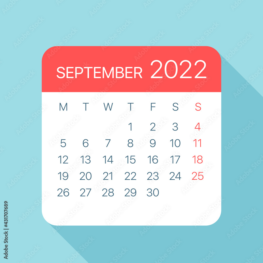 September 2022 Calendar Leaf - Vector Illustration Stock Vector | Adobe ...