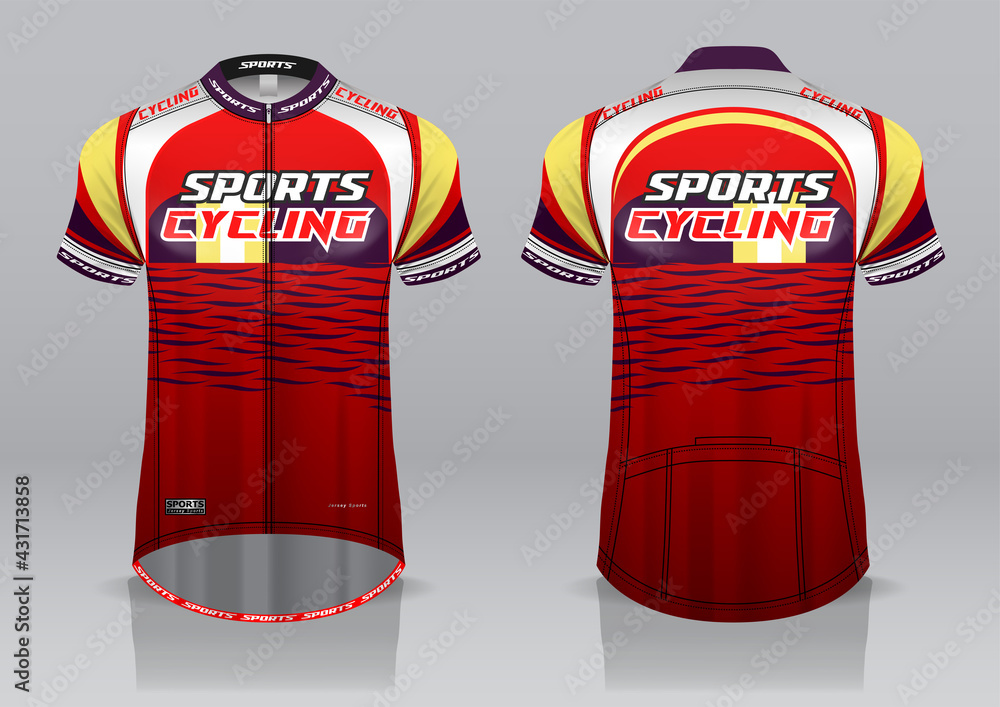 Jersey cycling template design uniform front and back view ready to ...