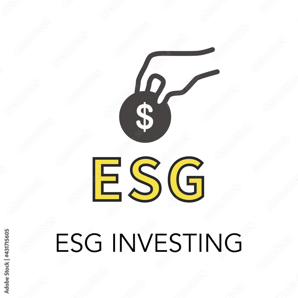 ESG investing image icon,hand holding money,simple illustration,white ...