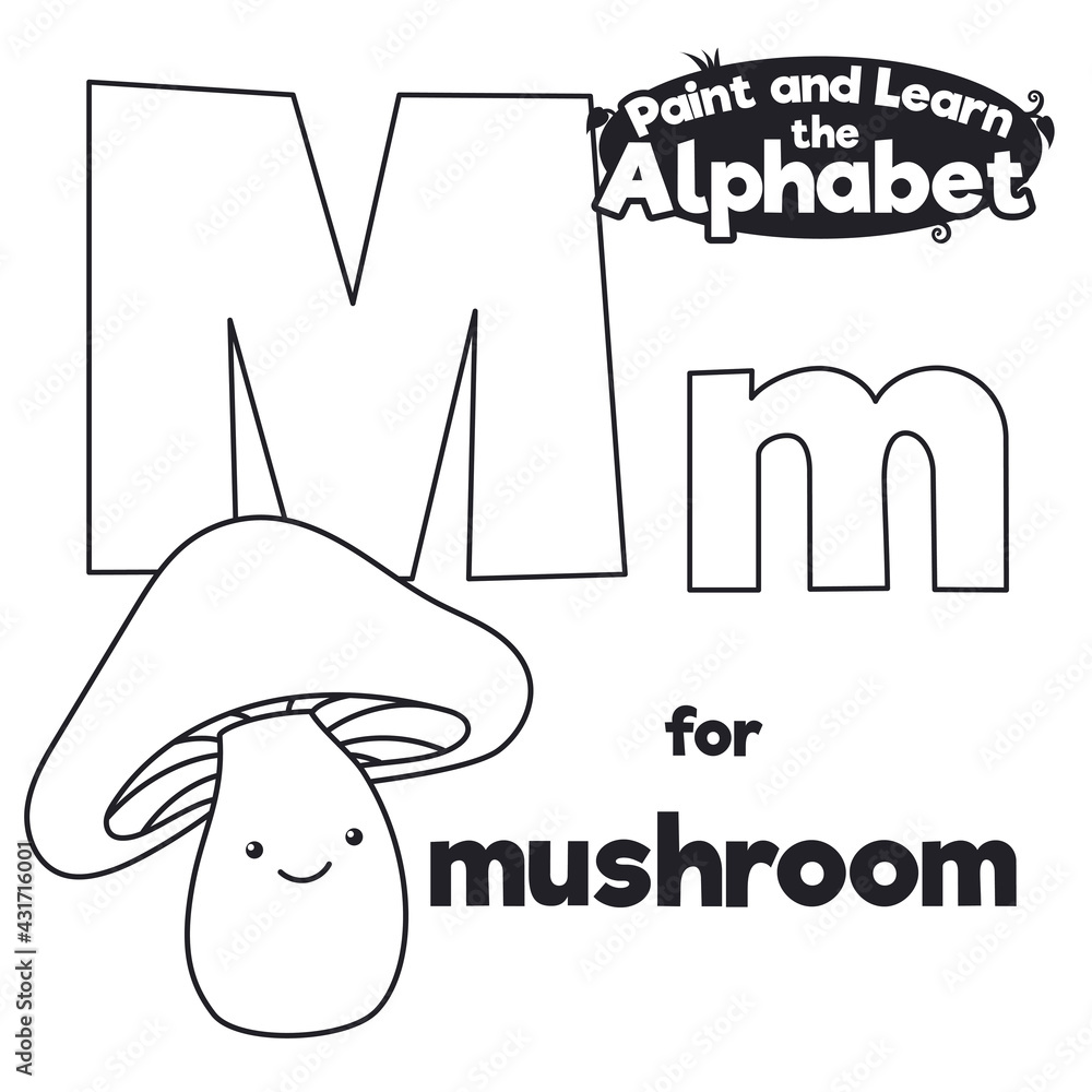 Didactic Alphabet To Color It With Letter M And Mushroom Vector didactic-alphabet-to-color-it-with-letter-m-and-mushroom-vector