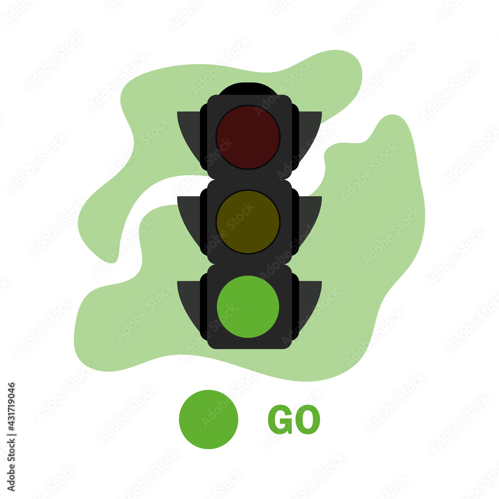 Traffic light illustration with green color. Simple stock vector ...