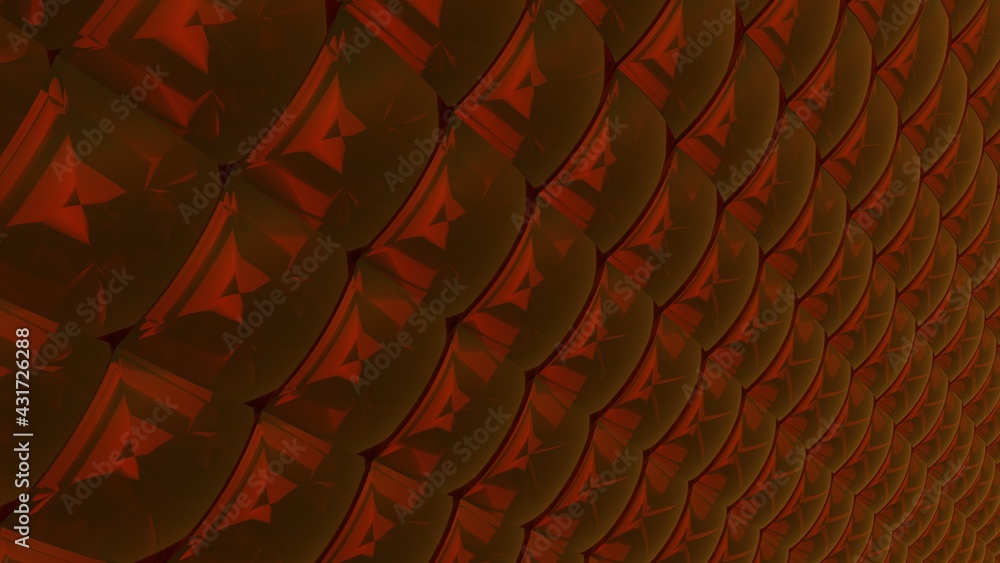Abstract glossy red-brown background from convex volumetric shapes. 3d ...