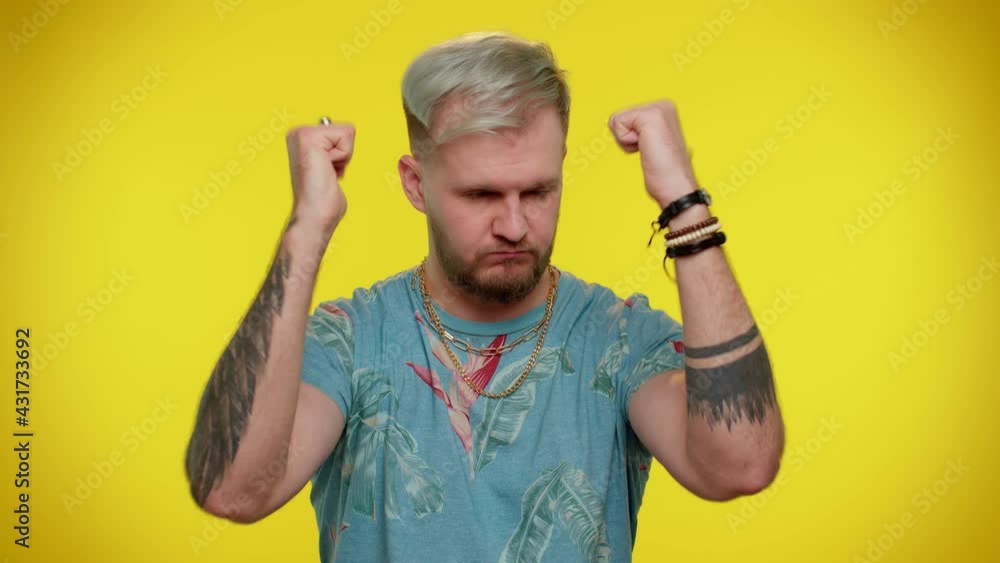 Great job, nice. Cheerful positive tourist stylish guy in t-shirt ...